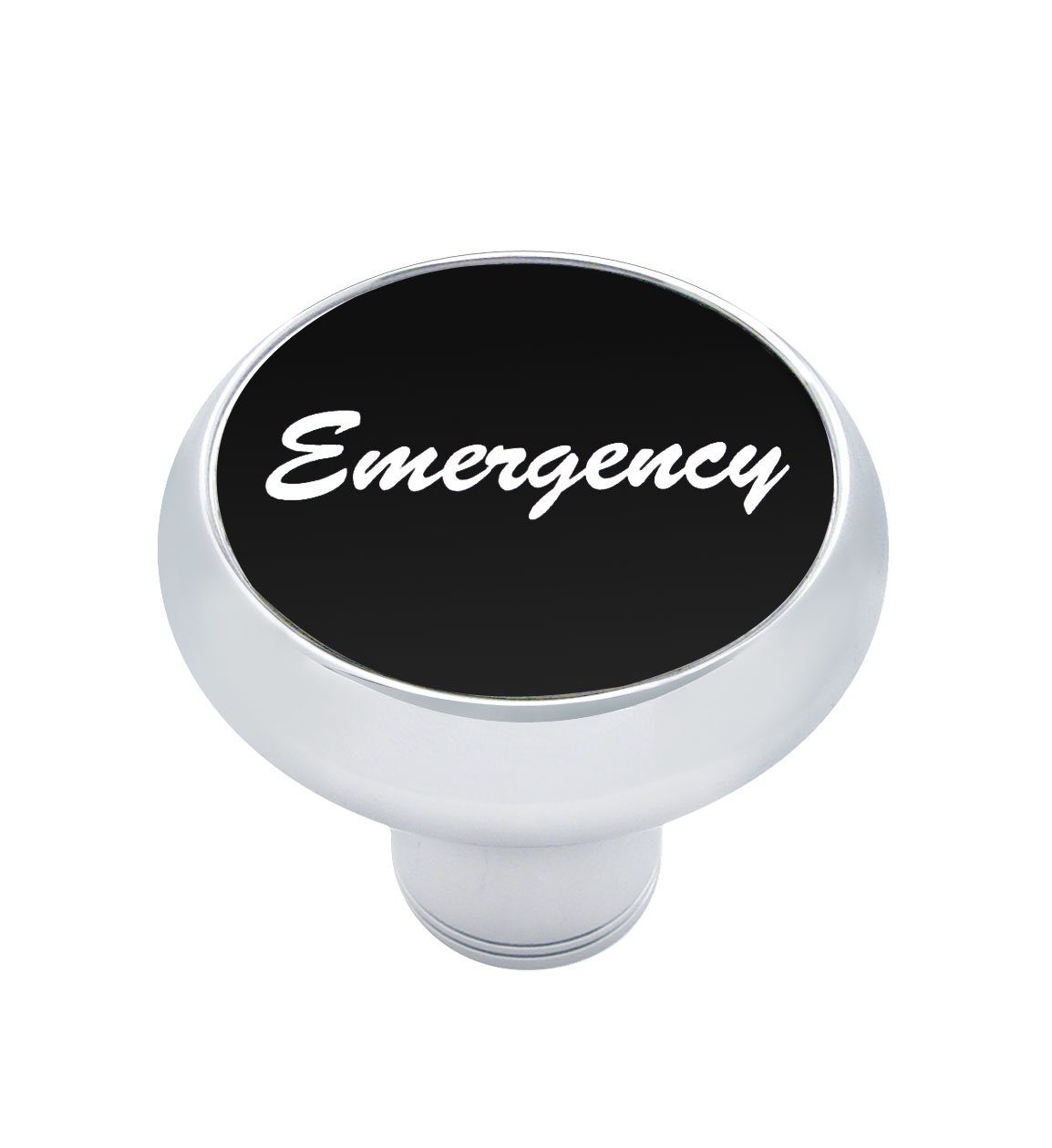 Chrome Deluxe Air Valve Knob, Aluminum Emergency Sticker, Black | 23430