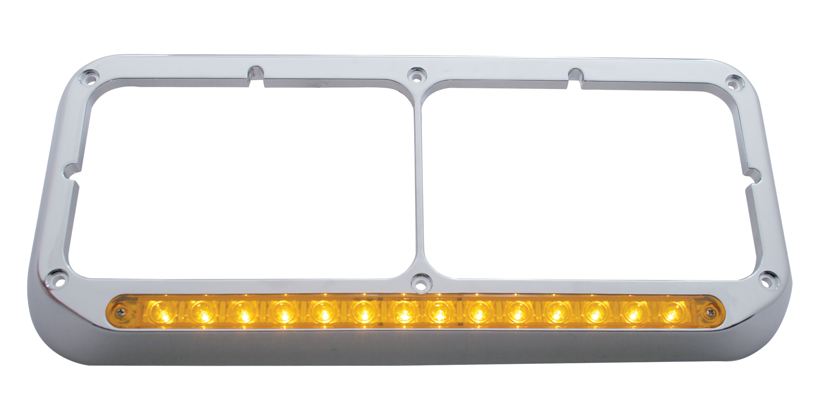 Chrome Plastic 14 Amber Led, Rectangular Headlight, Bezel, Amber Lens ...