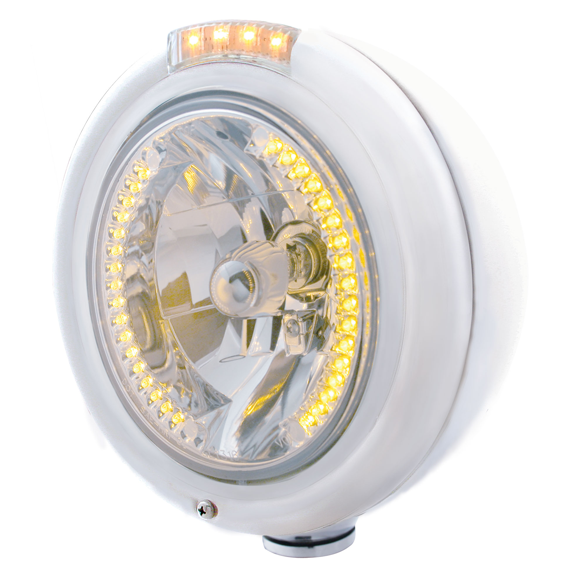 Stainless steel PeterbiLight Classic PeterbiLight Headlight, Amber ...